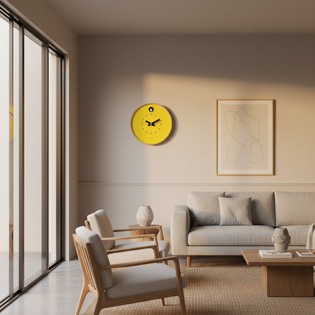 Yellow Modern Cuckoo Clock with Stand | Cloudnola