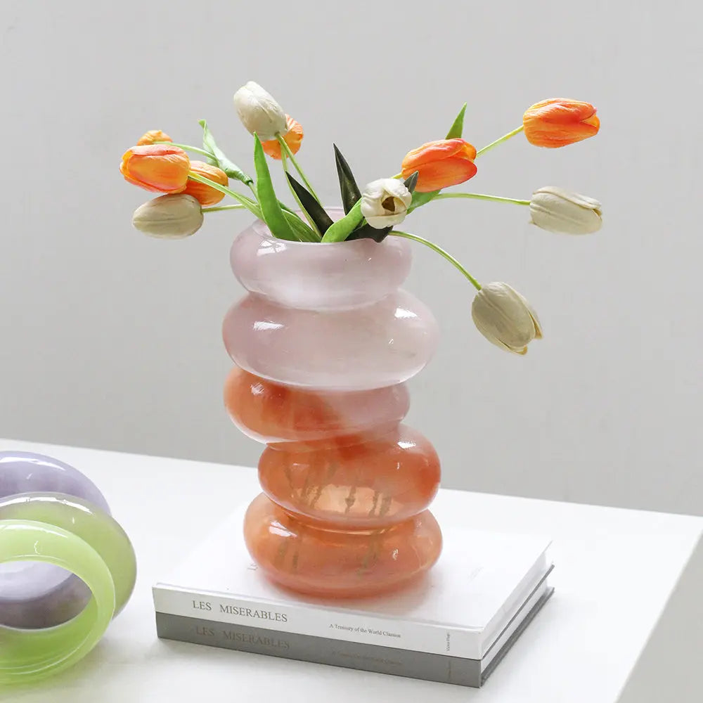 Peach Glass Vase - Gradient - Swirl Peach Vase | Cloudnola